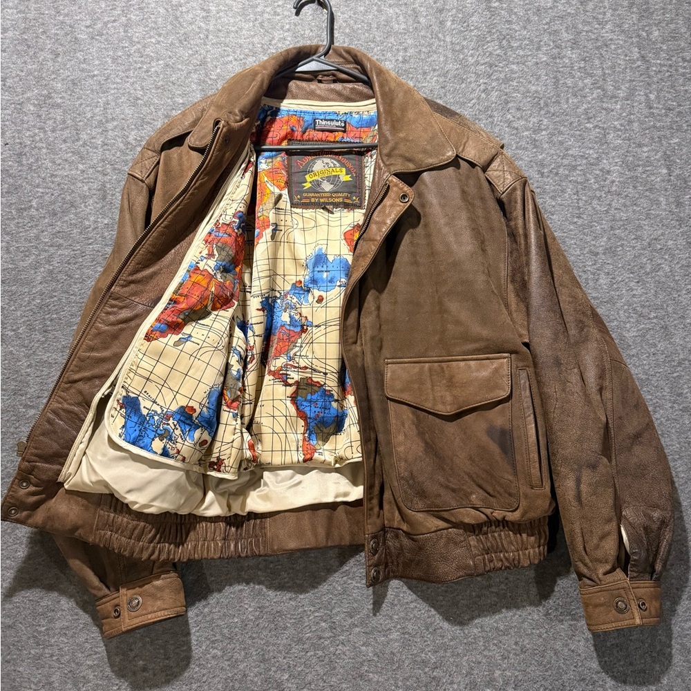 Wilsons Adventure Bound Vtg Leather Bomber Jacket Men… - Gem